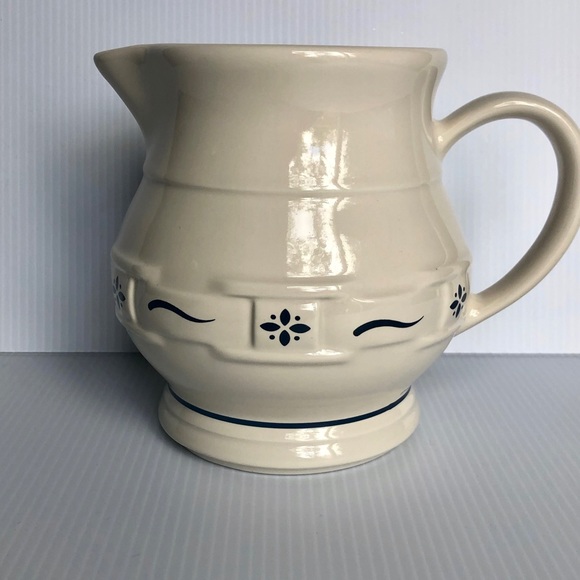 Longaberger | Dining | Longaberger Pottery Pitcher White And Blue Woven ...